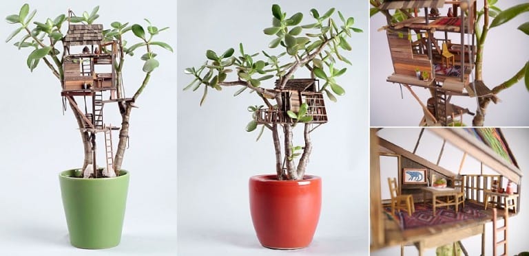 12 Miniature Tree Houses from houseplants - Genmice